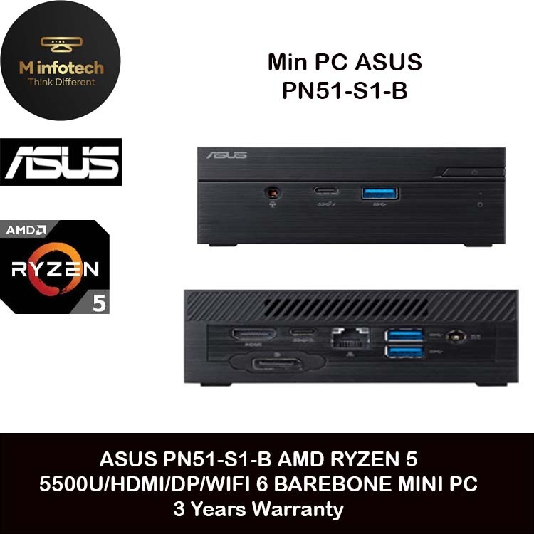 ASUS PN51-S1-B-B5215MD AMD Ryzen 5 5500U BAREBONE / RYZEN 7 5700U ...