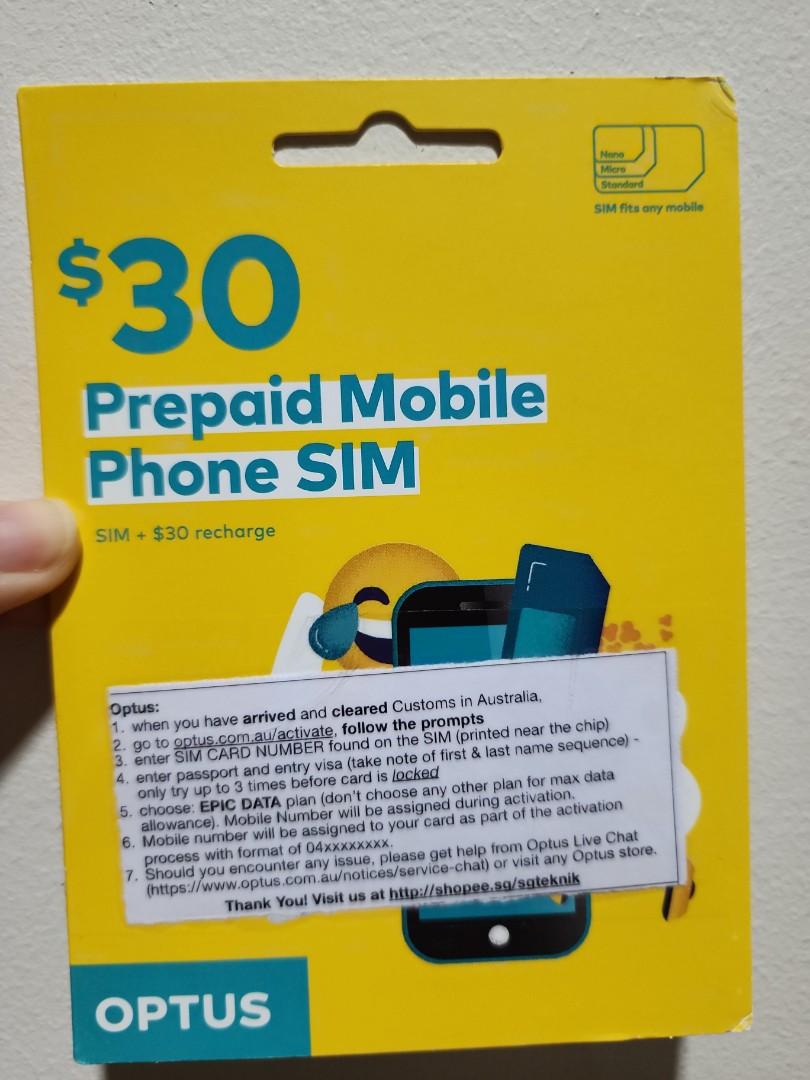 Australia Yes Optus Prepaid Sim Card, Mobile Phones & Gadgets, Other ...