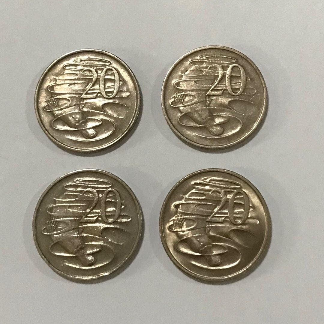 Authentic ELIZABETH II AUSTRALIA 1967, 1968, 1969 & 1975 20 Cents 2nd ...