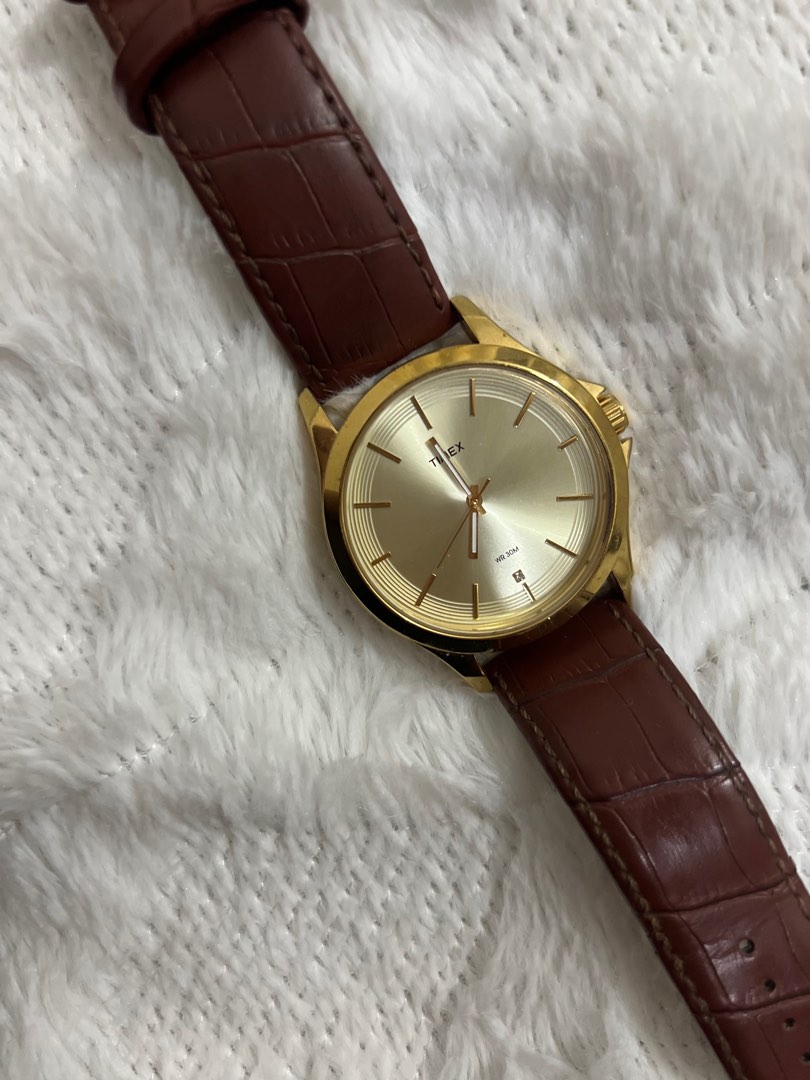 Authentic Timex Leather Strap Brown Watch, Men's Fashion, Watches ...