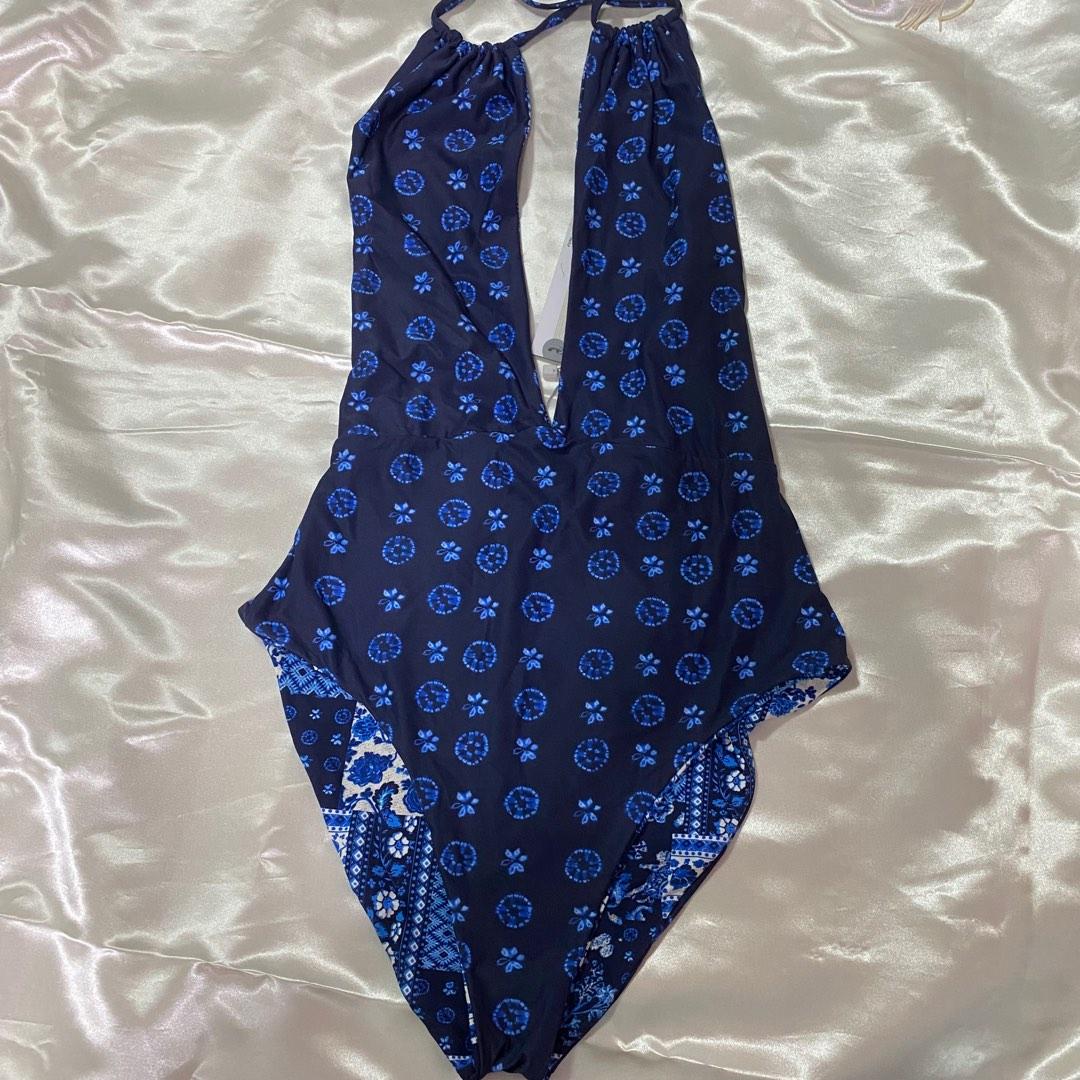 Blue One Piece Reversible Swimsuit with Tag, Women's Fashion, Swimwear ...