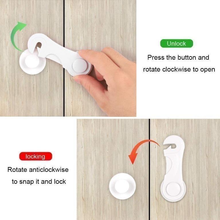 Cabinet Locks, 4 Pack Child Proof Cabinet Safety Locks, Baby Safety ...
