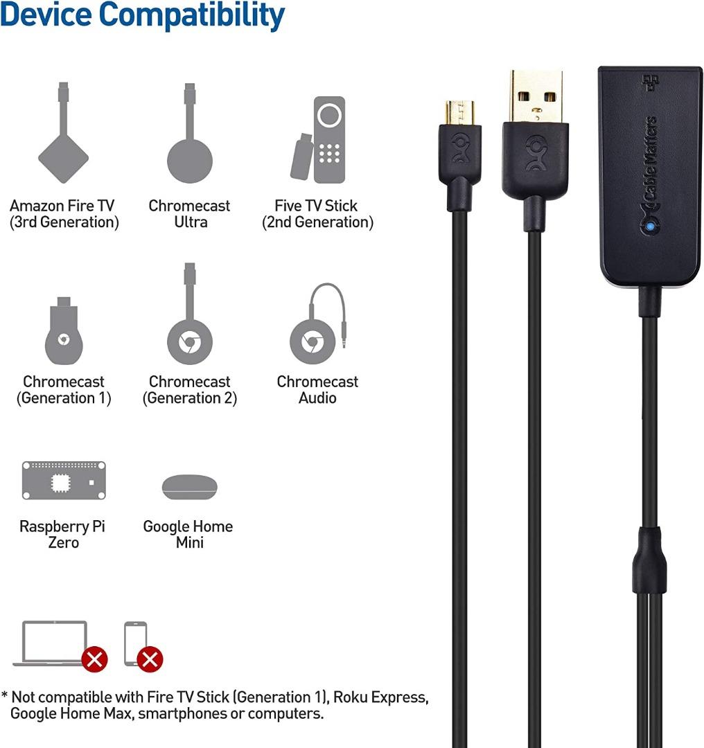 Cable Matters Micro USB to Ethernet Adapter Up to 480Mbps for Streaming ...