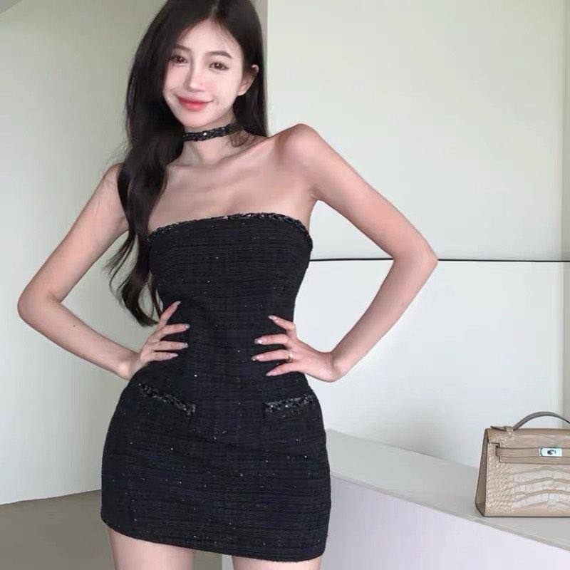 china ulzzang korean Black Bodycon Dress, Women's Fashion, Dresses ...