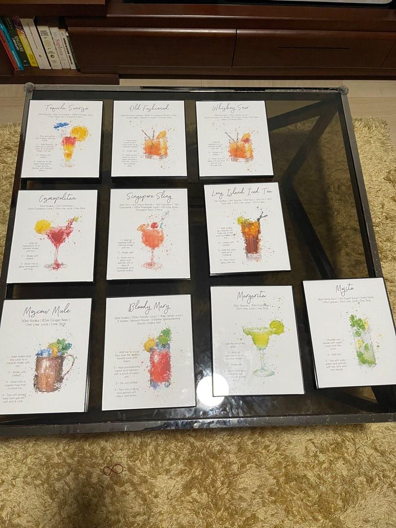 10 Classic cocktail posters - framed in glass frames, Furniture & Home ...