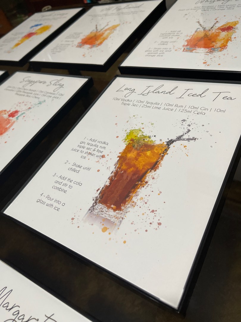 10 Classic cocktail posters - framed in glass frames, Furniture & Home ...