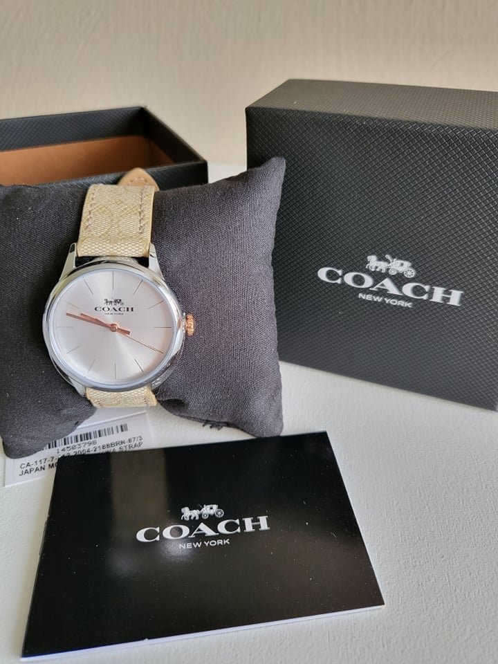 COACH Women's Watch in Signature Leather strap, Women's Fashion ...