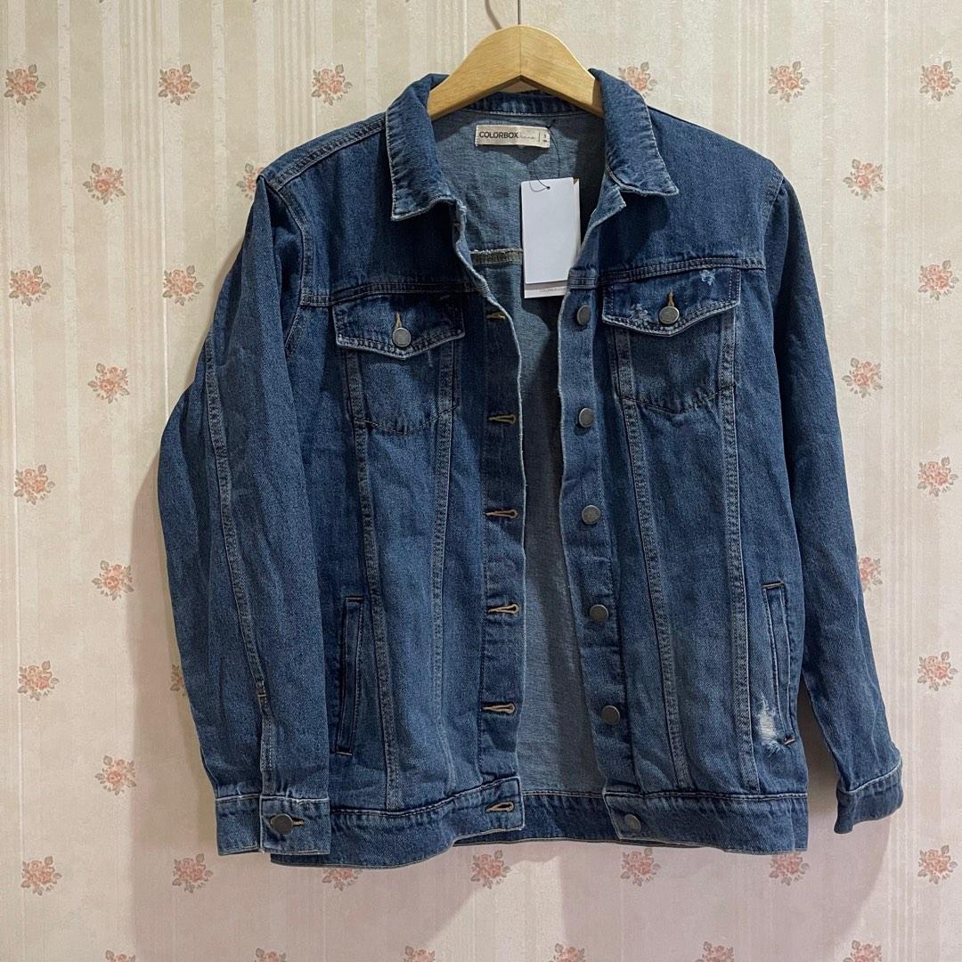 Colorbox Dark Blue Jeans Denim Jacket Oversized Outer Button Blazer New ...