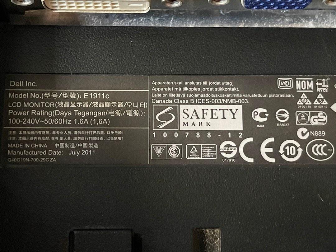 Dell E1911C 19” Widescreen, Computers & Tech, Parts & Accessories, Monitor Screens on Carousell