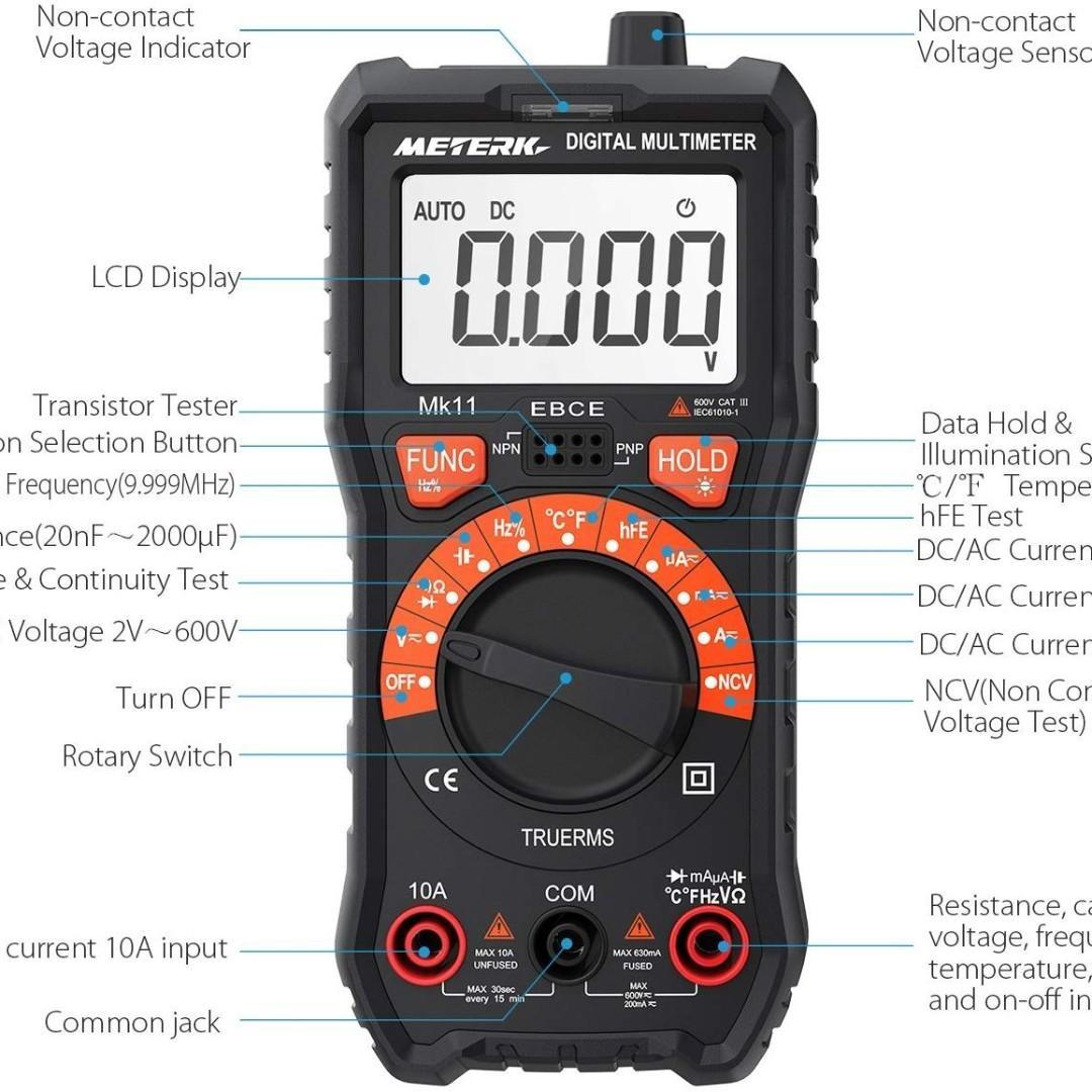 Digital Multimeter,Meterk True RMS NCV Multimeters Voltmeter Measuring ...