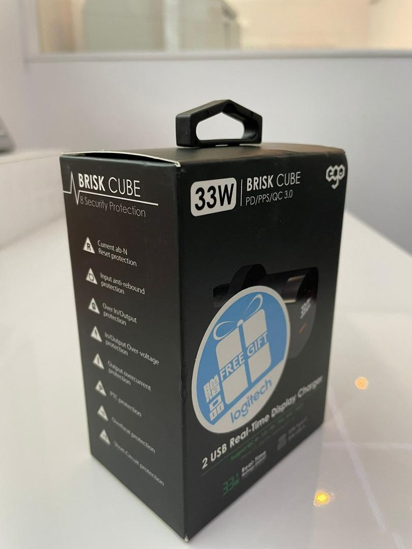 EGO Brisk Cube Real-time display 2USB charger (33W), 手提電話, 電話＆平板電腦配件, 充電器及電線 - Carousell