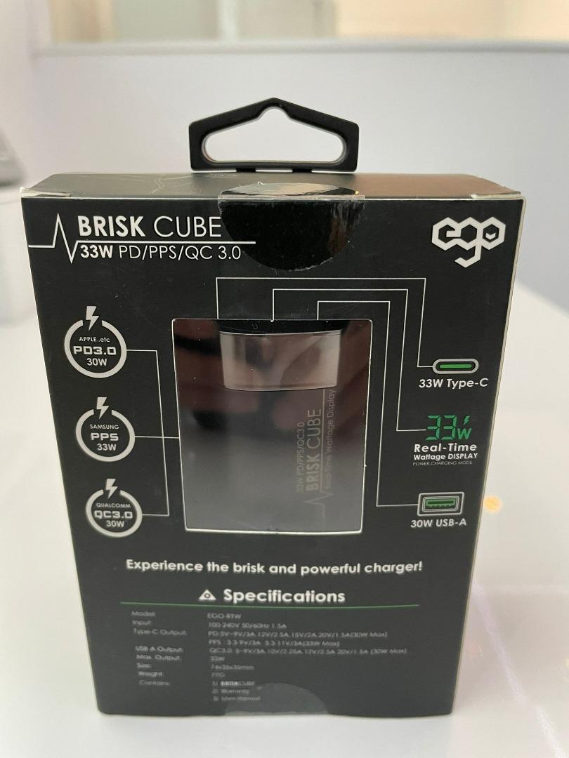 EGO Brisk Cube Real-time display 2USB charger (33W), 手提電話, 電話＆平板電腦配件, 充電器及電線 - Carousell