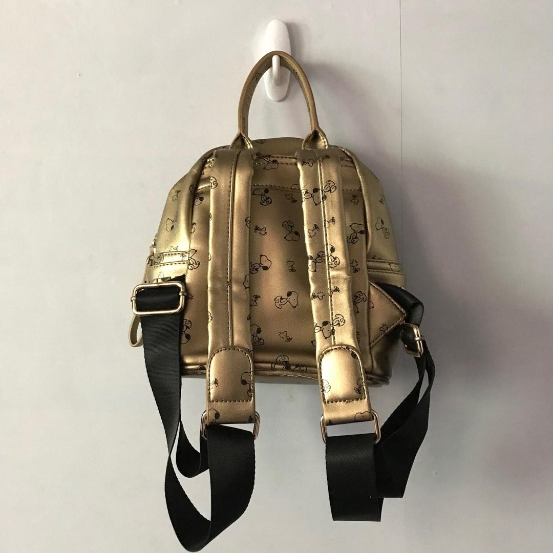 ESP Snoopy Gold Mini Backpack - Leather Print Sanrio Peanuts Korean ...