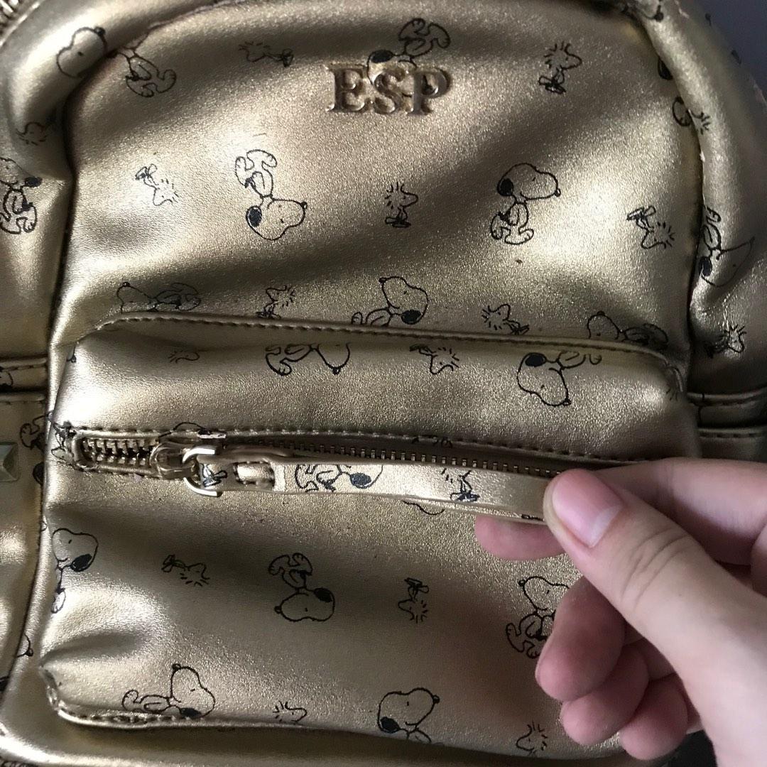 ESP Snoopy Gold Mini Backpack - Leather Print Sanrio Peanuts Korean ...