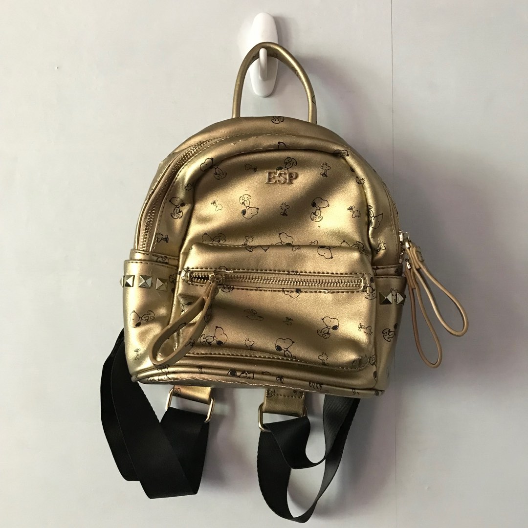 ESP Snoopy Gold Mini Backpack - Leather Print Sanrio Peanuts Korean ...
