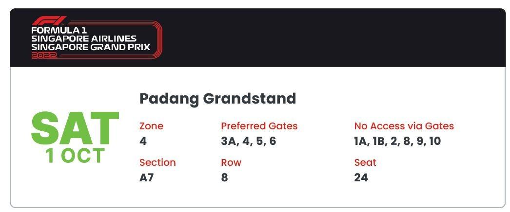 Two F1 Saturday Padang Grandstand, Tickets & Vouchers, Event Tickets on ...