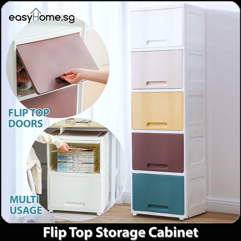 Flip Top Cabinet / Plastic Storage Box Drawer home Organizer Container ...