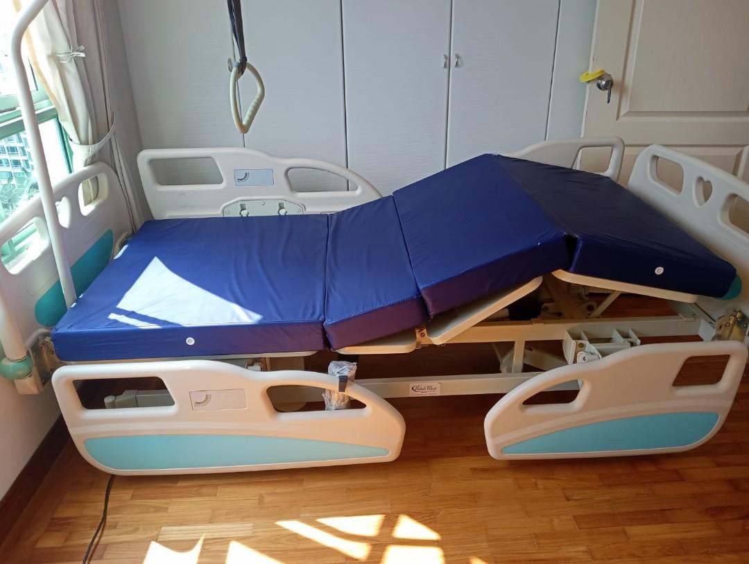 Hospital bed motorised 3-crank 4 piece side rails. Height adjustable ...