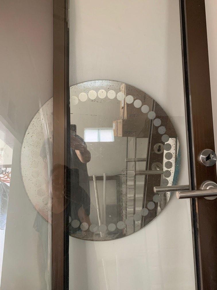 Kaca Cermin Kamar / Toilet Besar Tebal Ukuran Diameter 50cm, Perabotan ...
