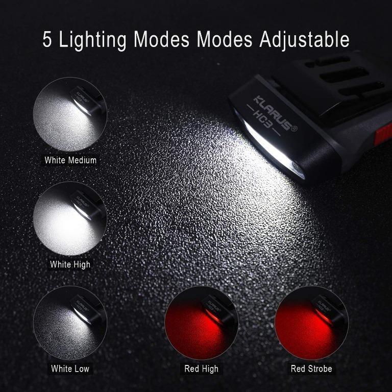Klarus HC3 Head Torch Rechargeable, LED Headlight with Motion Sensor ...