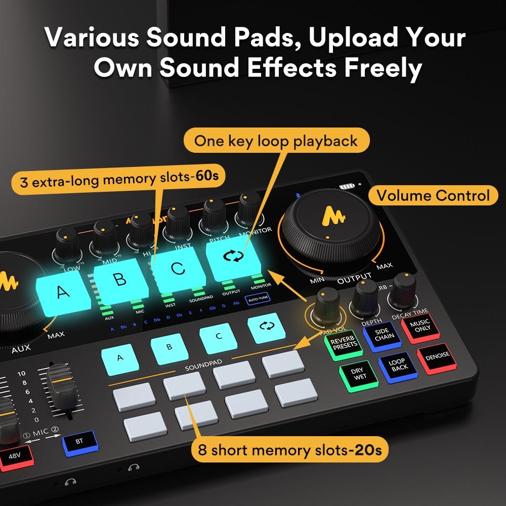 Maono AME2 Professional Sound Card Condenser Microphone Set Maonocaster Studio Audio Interface ...