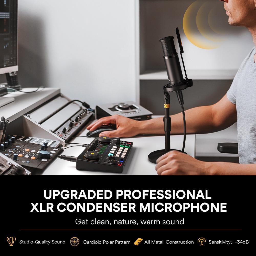 Maono AME2 Professional Sound Card Condenser Microphone Set Maonocaster Studio Audio Interface ...