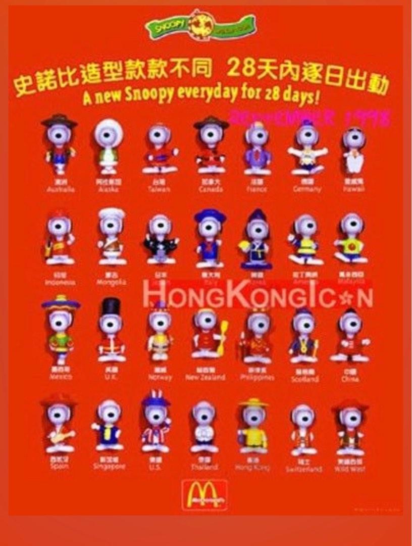 McDonalds 1998 Snoopy World Tour 1, Hobbies & Toys, Memorabilia & Collectibles, Vintage ...