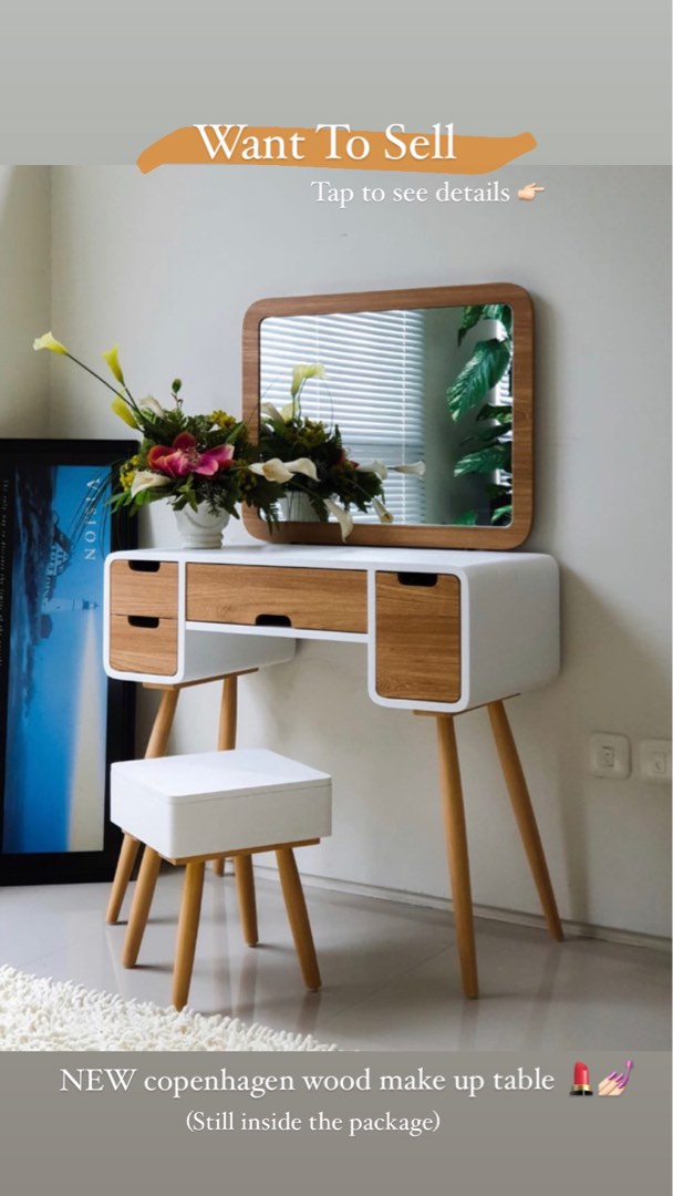 Meja Rias / Make Up / Meja Kerja Kayu Copenhagen Console Set Minimalis ...