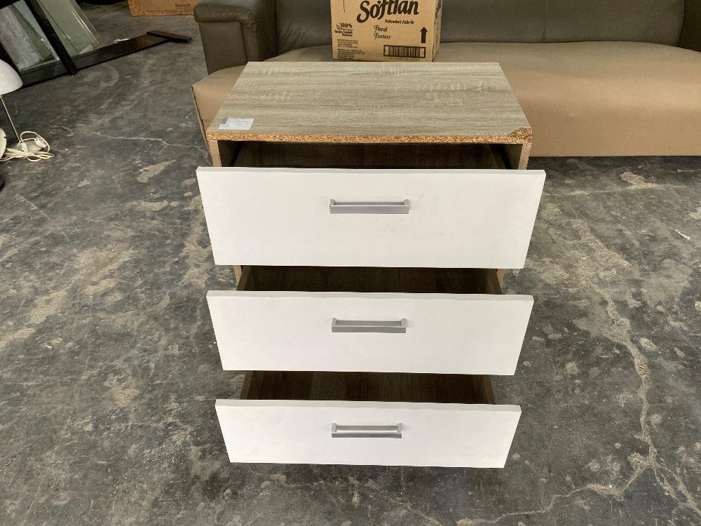 MEMPHIS Chest of 3 Drawers Oak & White Colour / MEMPHIS Almari 3 Laci ...