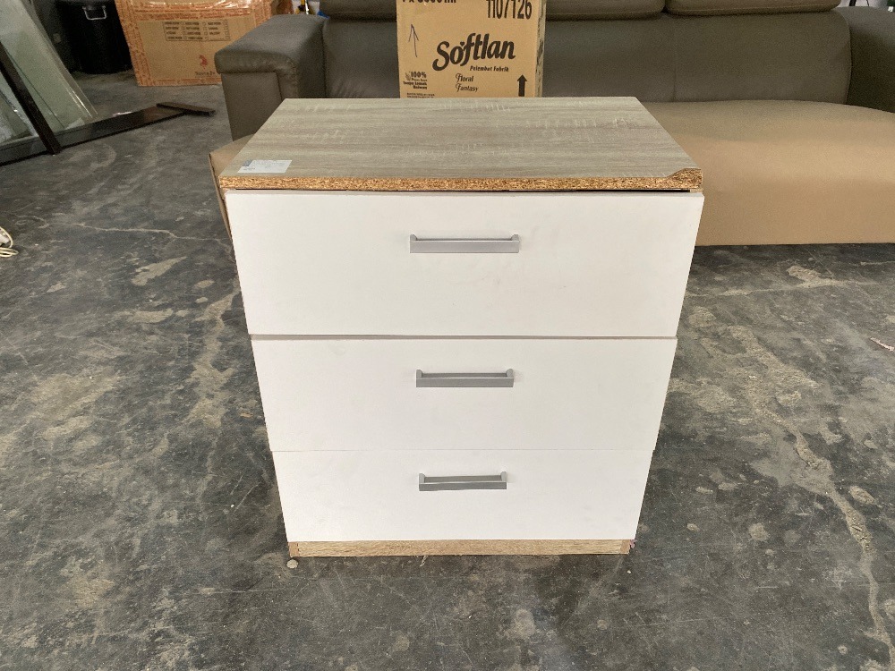 MEMPHIS Chest of 3 Drawers Oak & White Colour / MEMPHIS Almari 3 Laci ...