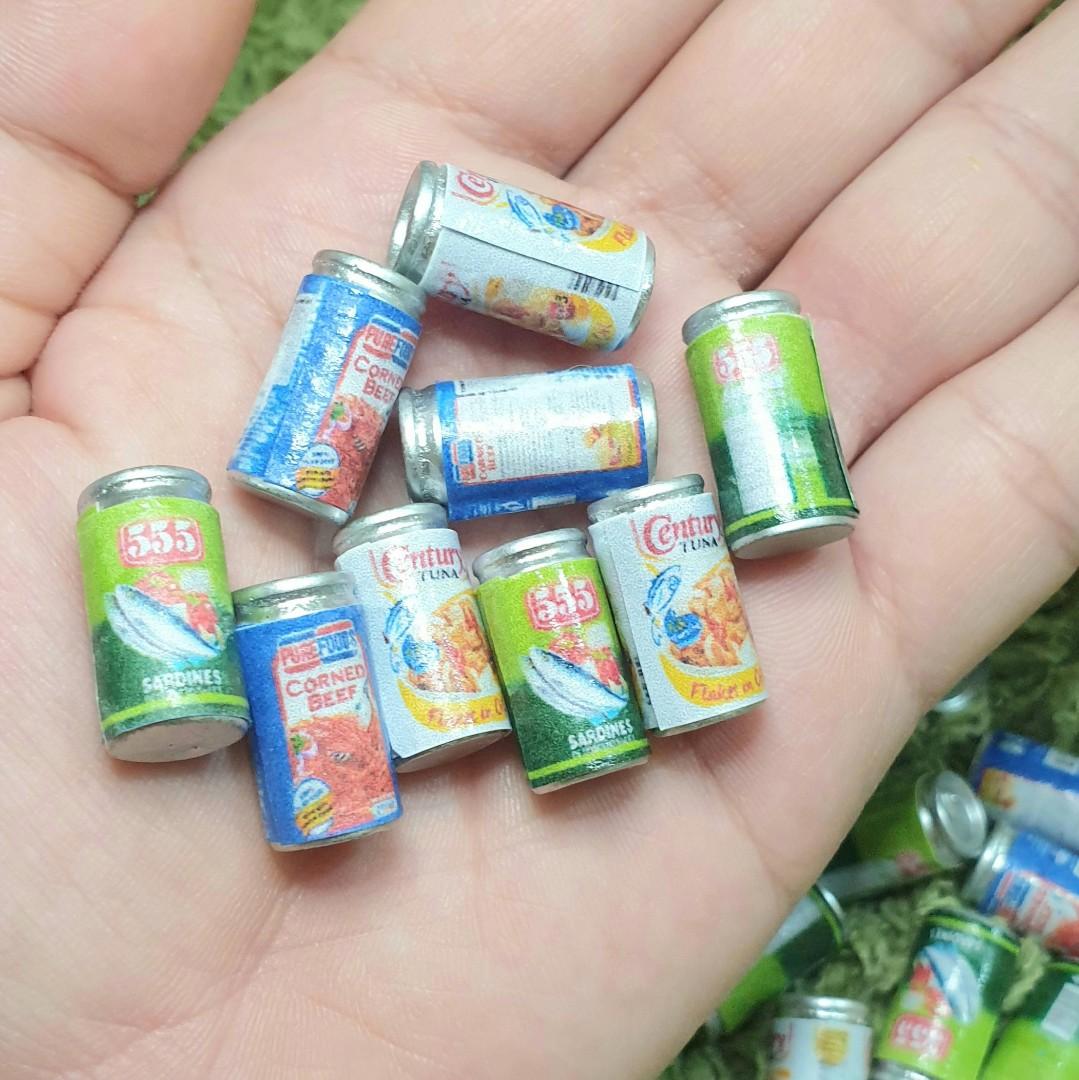 miniature cute small food cans corned beef tuna sardines can food ...