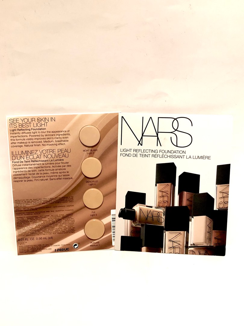 Nars 2包 x 原生光亮肌粉底液 light reflecting foundation 0.56ml x 4色, exp. 2/2025, 全新, 美容＆個人護理, 健康及美容 - 皮膚 ...