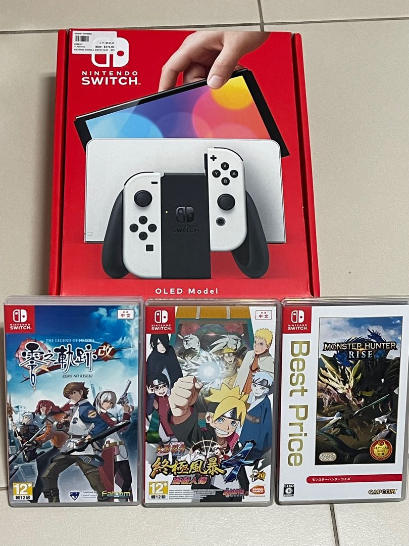 Nintendo Switch OLED Full Set with 3 games, Video Gaming, Video Games ...