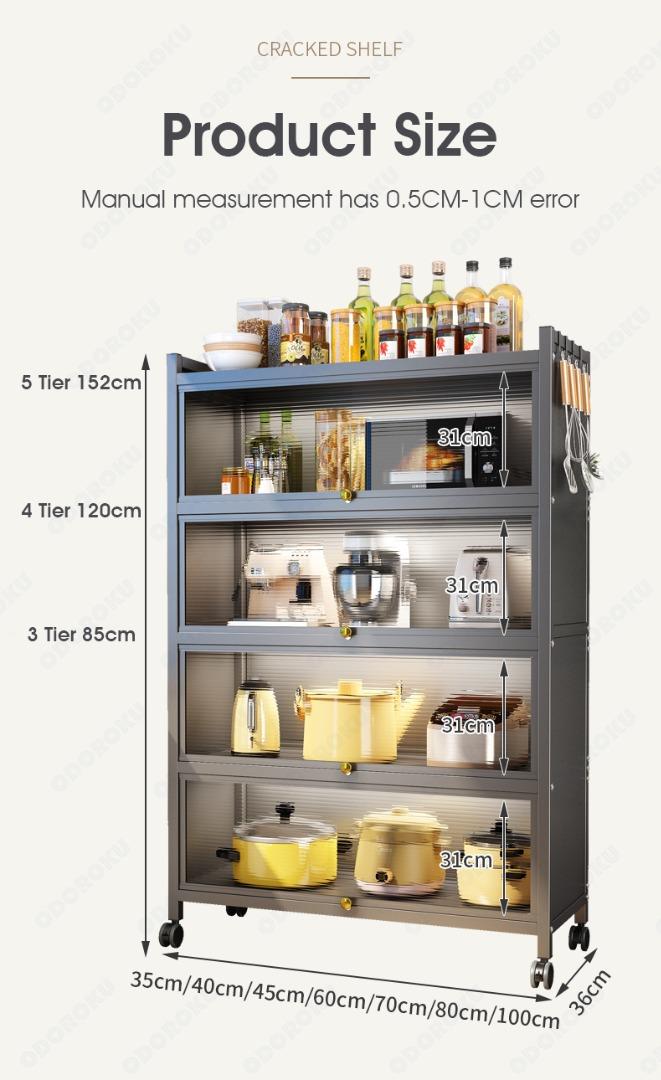 ODOROKU 3/4/5 Tiers Heavy Duty Free Standing Kitchen Rack with Cabinet ...
