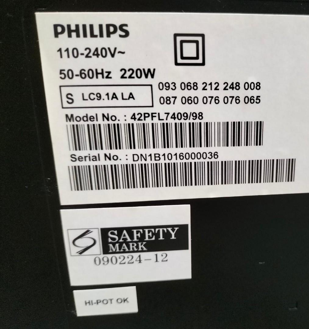 Philips (42") LCD TV 42PFL7409, TV & Home Appliances, TV ...