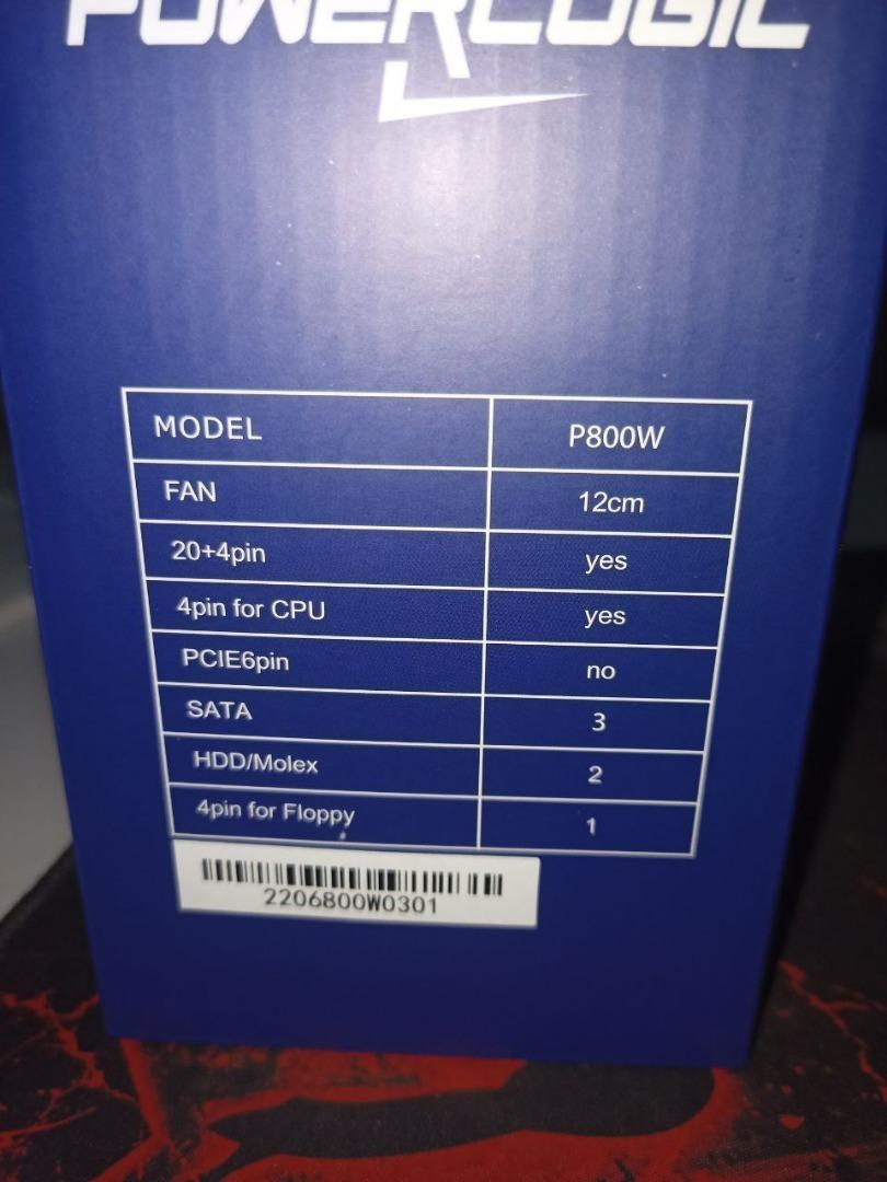 POWERLOGIC ATX-800w 20 4 PIN SWITCHING POWER SUPPLY PSU, Computers ...