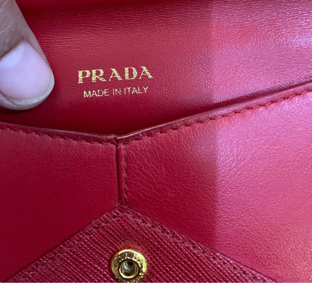 PRADA Authentic Red Envelope Wallet, Luxury, Bags & Wallets on Carousell