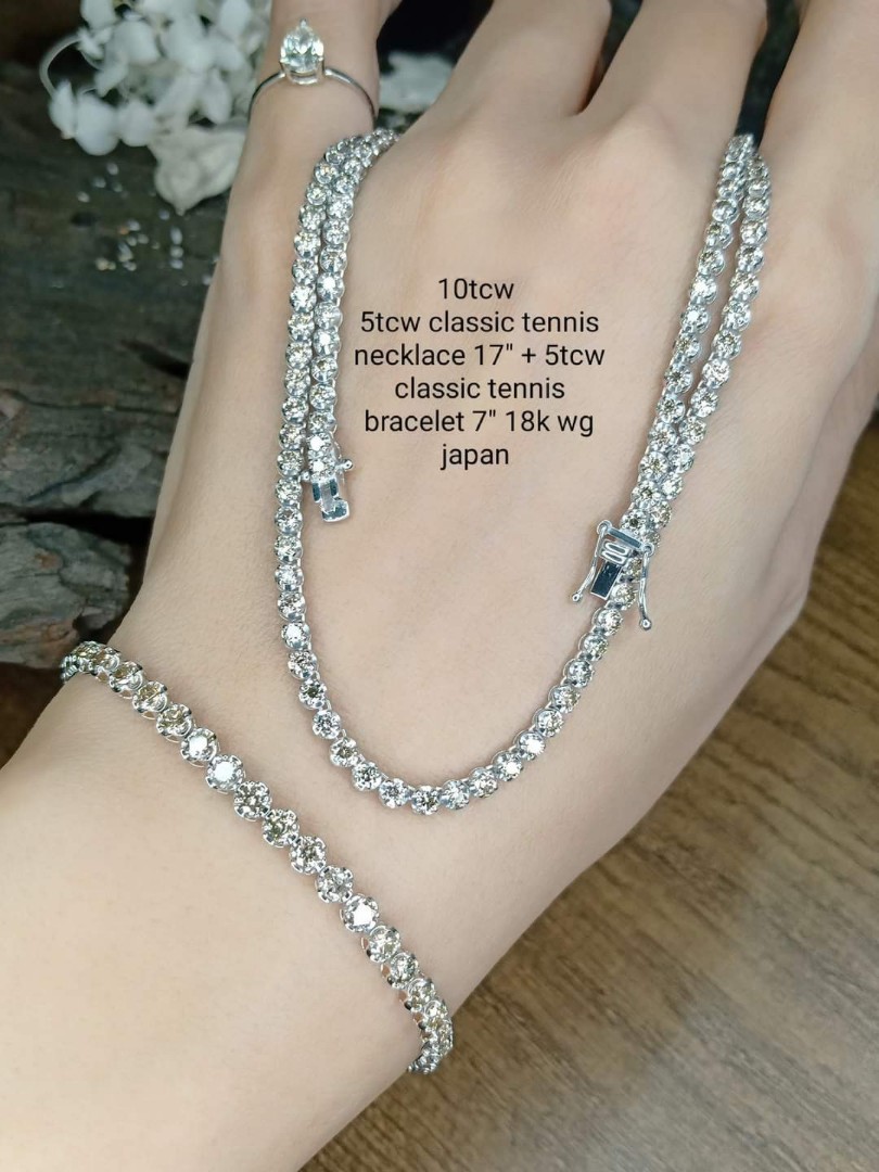 Set Classic Tennis Necklace and Bracelet, Women's Fashion, Jewelry ...
