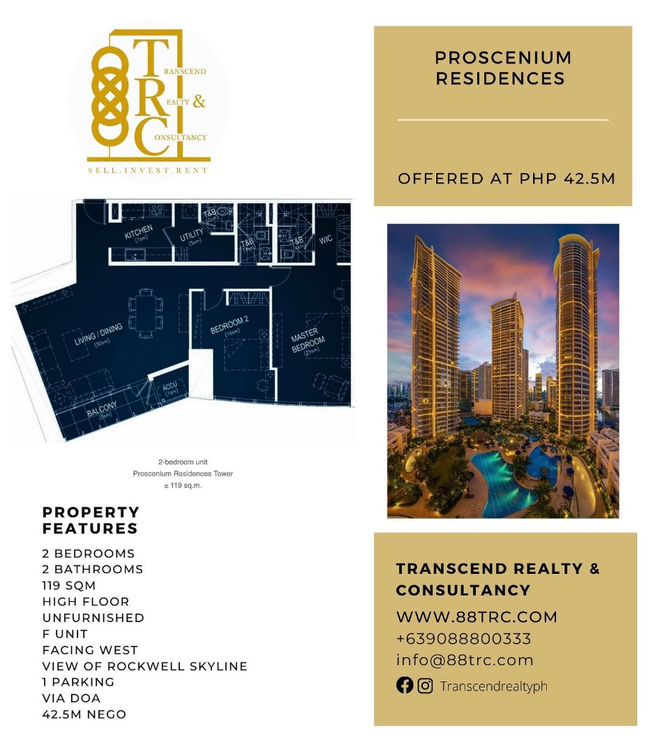 The Proscenium Residences 2 Bedroom for Sale, Property, For Sale ...