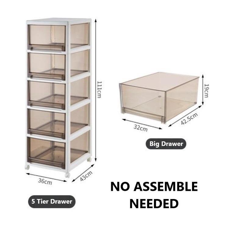 Transparent Clear Large plastic drawers clothes toys tibits snacks ...