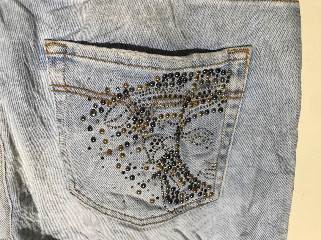 Versace Half Face Swarovski Skinny Denim Pants, Men's Fashion, Bottoms ...