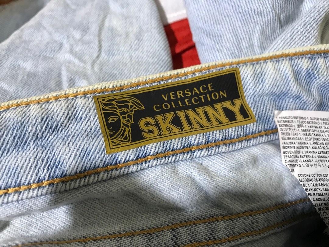 Versace Half Face Swarovski Skinny Denim Pants, Men's Fashion, Bottoms ...