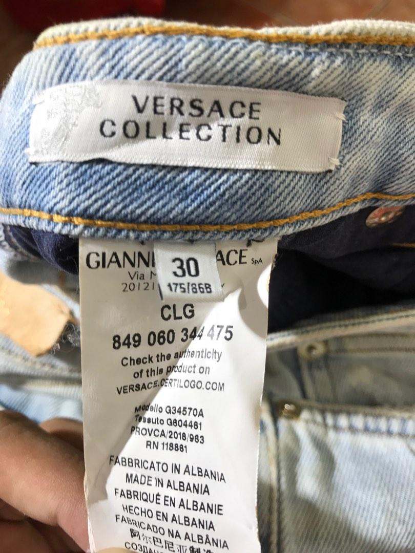Versace Half Face Swarovski Skinny Denim Pants, Men's Fashion, Bottoms ...