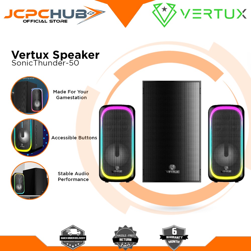 Vertux SonicThunder-50 50W Surround Sound Gaming Speaker, Audio ...