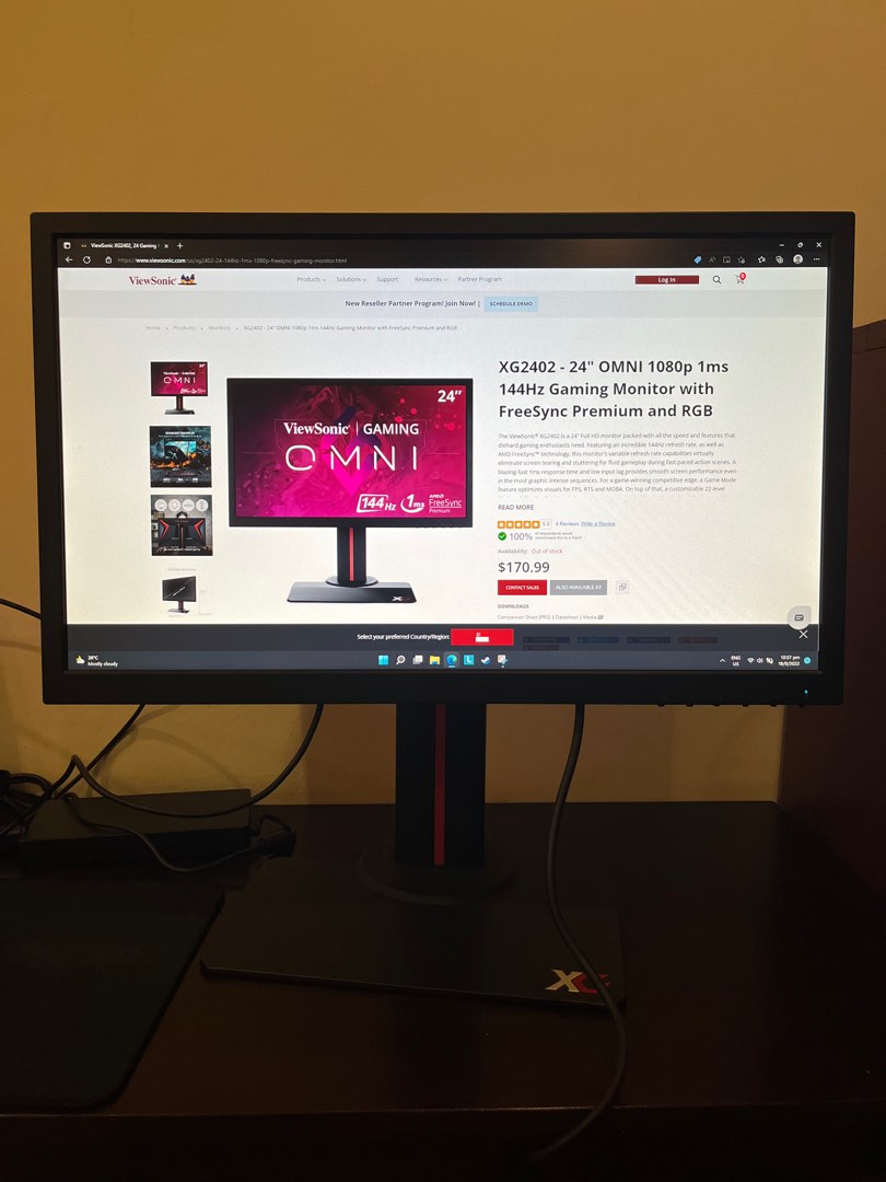 Viewsonic XG2402 - 24" 1080p 1ms 144Hz Gaming Monitor, Computers & Tech ...