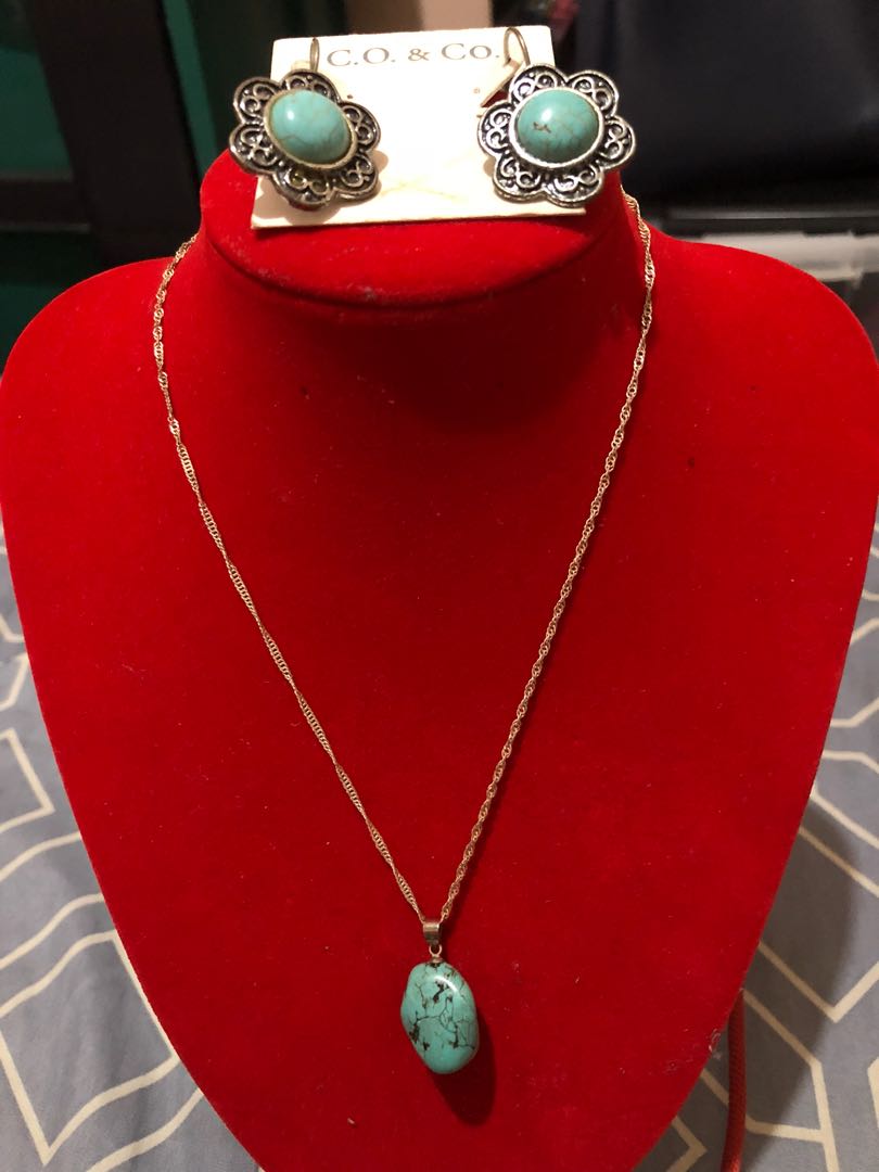 VINTAGE TORQUISE SET ( necklace and earrings), Women's Fashion, Jewelry ...