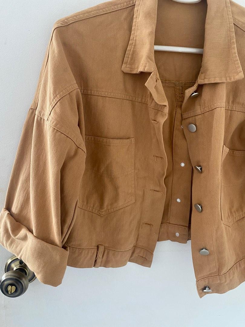 Zara Tan Denim Jacket, Women's Fashion, Coats, Jackets and Outerwear on ...