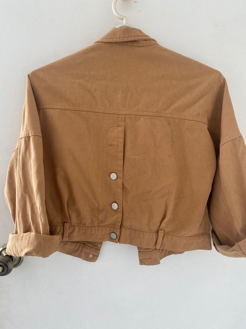 Zara Tan Denim Jacket, Women's Fashion, Coats, Jackets and Outerwear on ...