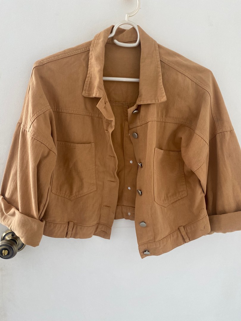 Zara Tan Denim Jacket, Women's Fashion, Coats, Jackets and Outerwear on ...