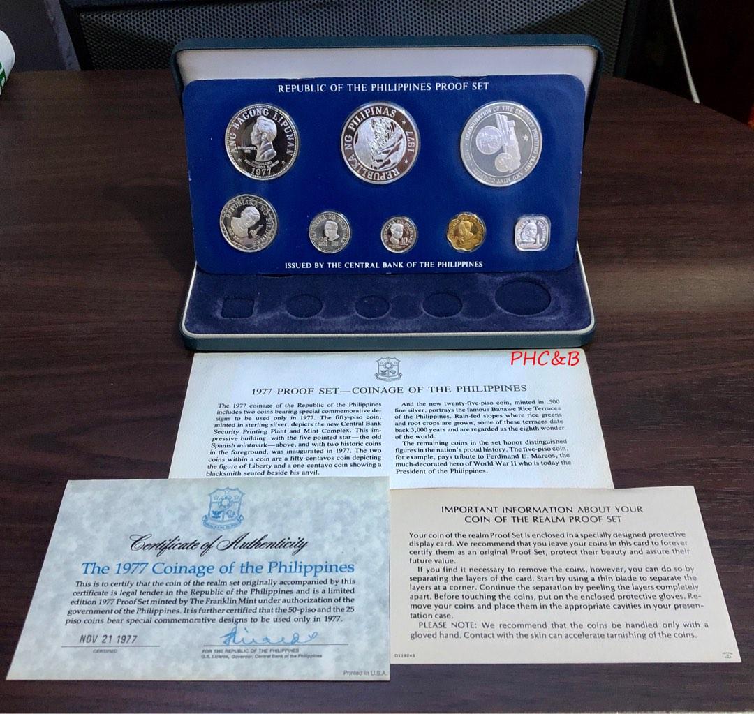 1977 Proof Set Coinage of Philippine with Box & Certificate of ...